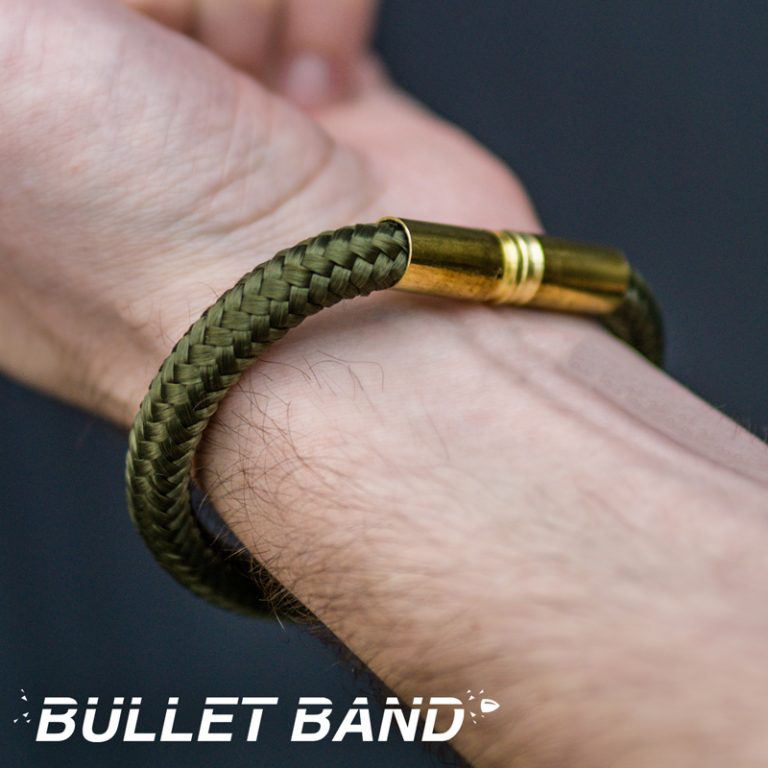 Bullet Band Armband aus 9mm Patronenhülsen & Paracord | Oliv