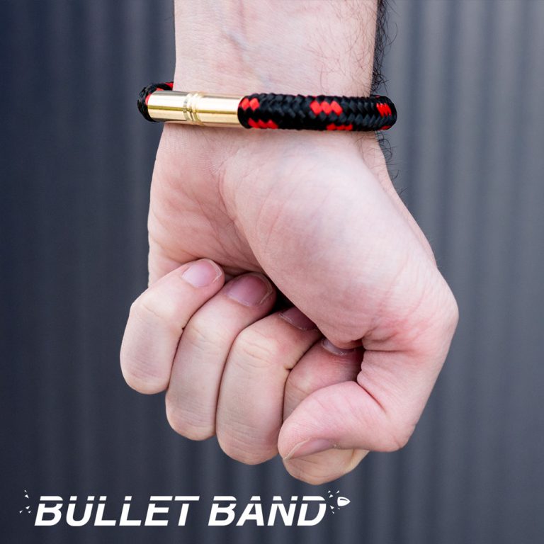 Bullet Band Armband: 9mm Patronenhülsen & Paracord in Rot-Schwarz