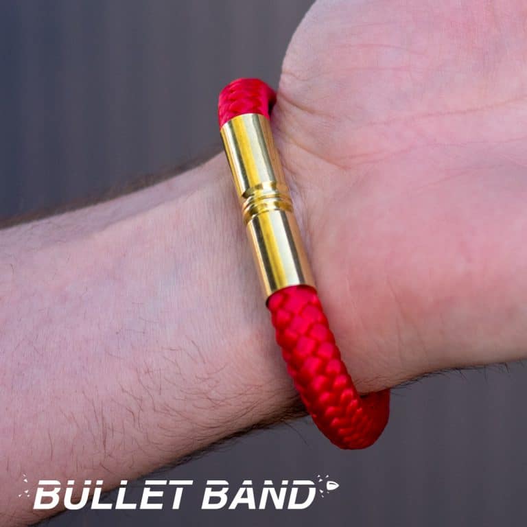 Bullet Band Red | Armband mit .40S&W Hülsen und Paracord