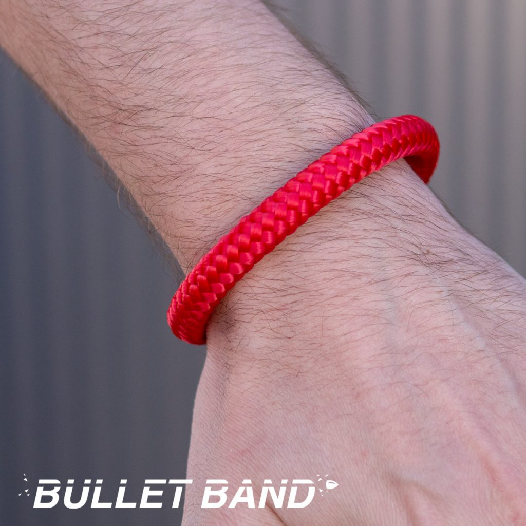 Bullet Band Red | Armband mit .40S&W Hülsen und Paracord